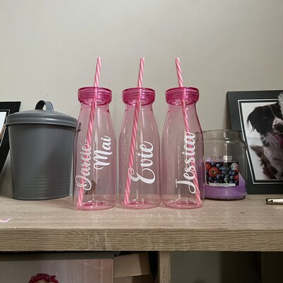 Personalised Kids Milkshake Bottle With Straw Party Favours - Etsy UK