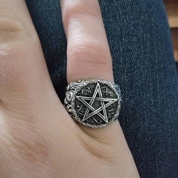 Sigil of Baphomet Inverted Pentagram Sterling Silver 925 Satanic Satan Ring - Etsy