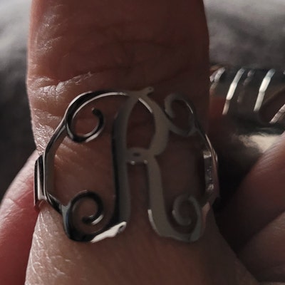 Initial Monogram Ring Personalized Monogram Ring Three Initial Ring Custommed Initial Ring ...