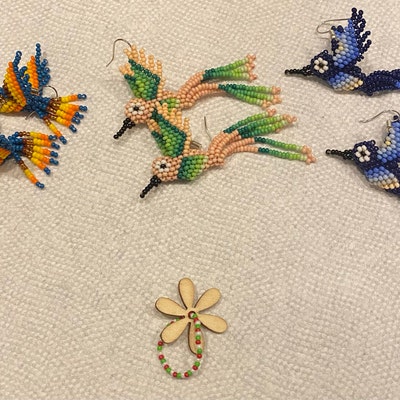 Beaded Hummingbird Earrings, Beaded Earrings, Beaded Earrings, Aretes ...