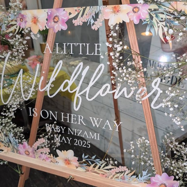 Wildflower Baby Shower Sign, Floral Welcome Acrylic Signage, Flower ...