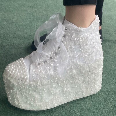 Platform Conversebridal Shoes Glitter Shoes Bridal - Etsy