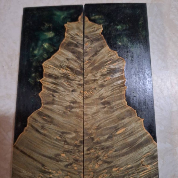 Knife Scales Black Purple Green Dye Stabilized Spalted Maple Wood Knife ...