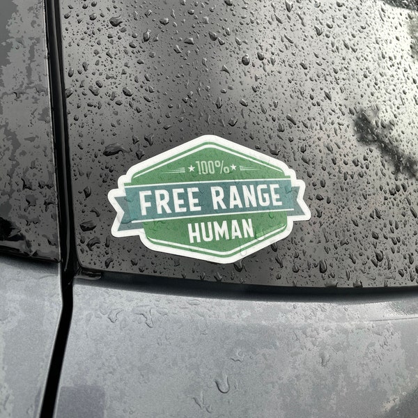 Free Range Human Sticker, Vinyl Bumper Sticker for Hydroflask, RV ...