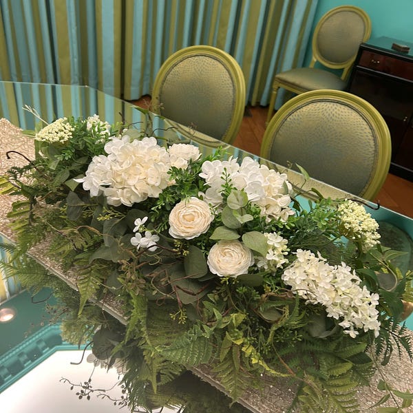Xlarge Year Around Natural Cream Hydrangea Greenery Twig Branch ...