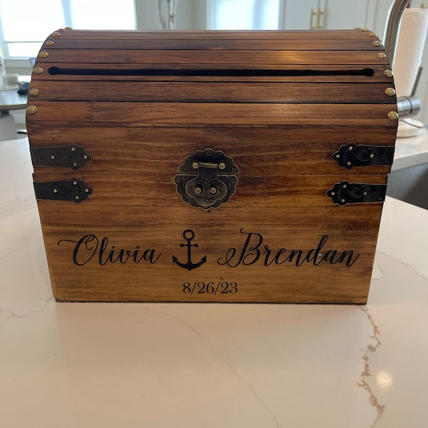 Beach Wedding Card Box With Slot, Nautical Theme Card Box, Destination ...