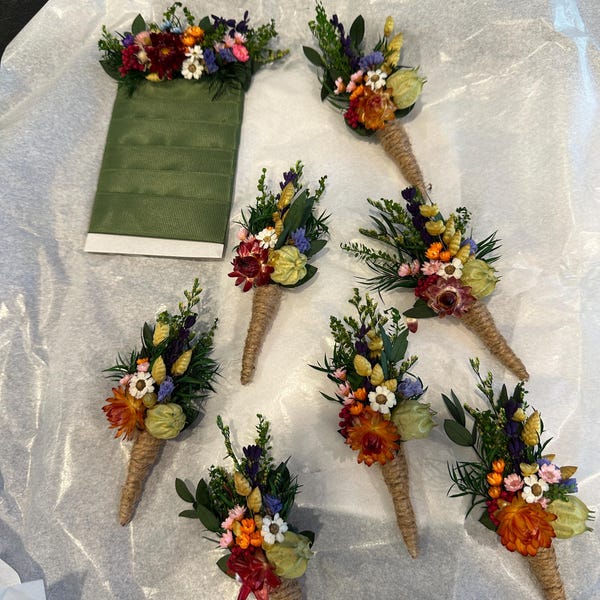 Meadow Buttonhole , Folk Wedding Boutoniere , Colourful Wedding ...