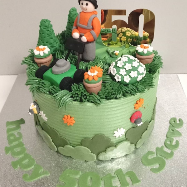 Gardening Cake Topper, Gardener Cake Topper, Mower Cake Topper, Mowing ...