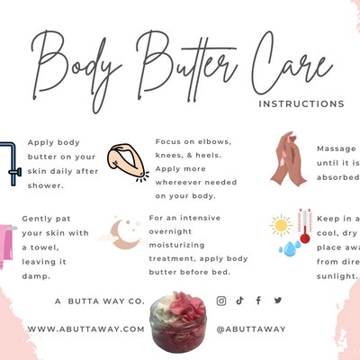 Editable Body Butter Care Card Template, Whipped Shea Butter ...