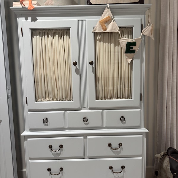 Linen-look Sheer China Cabinet Curtain: Custom Kitchen Panel - Etsy