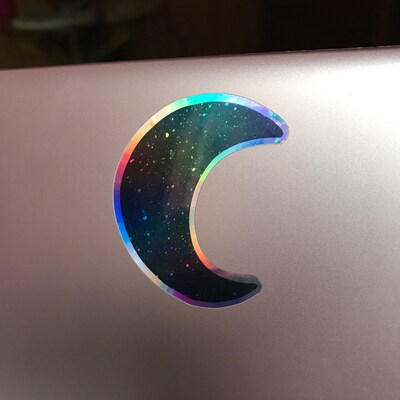 Moon Sticker Galaxy Sticker Holographic Sticker Laptop - Etsy