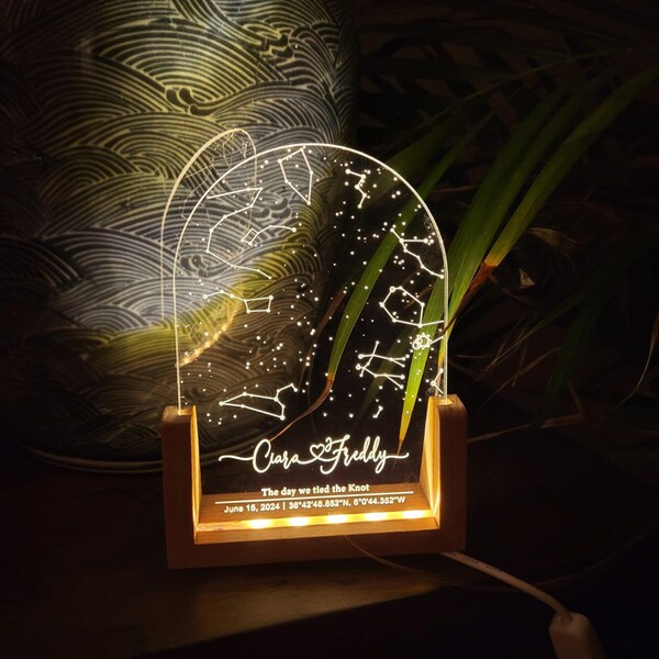 Personalized Constellation Chart Lamp Gift Star Map on Night Light Gift ...
