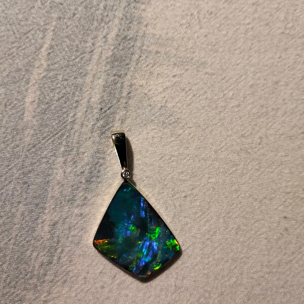 Free Sizing! Extreme NEON Rainbow Gem Australian Opal Inlay on Black ...