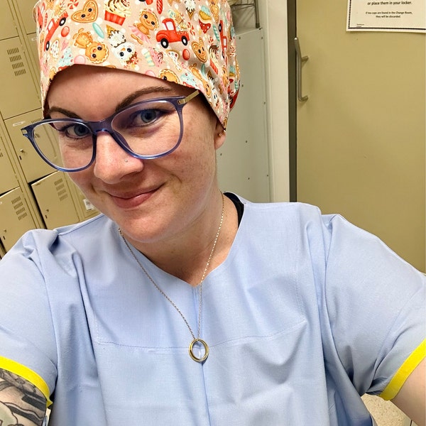 Handmade Aqua Sparkle Glitter Surgical Scrub Cap With Adjustable Toggle ...