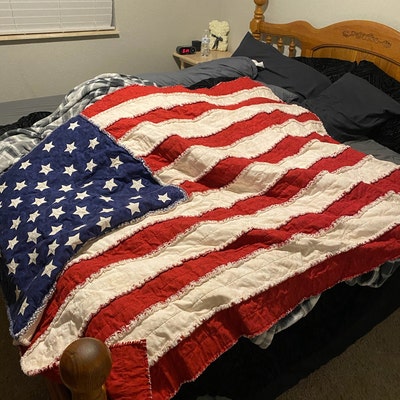 American Flag Rag Quilt - Etsy
