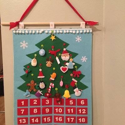 Christmas Tree Fabric Advent Calendar Felt Wall Mat With 24 Ornaments ...