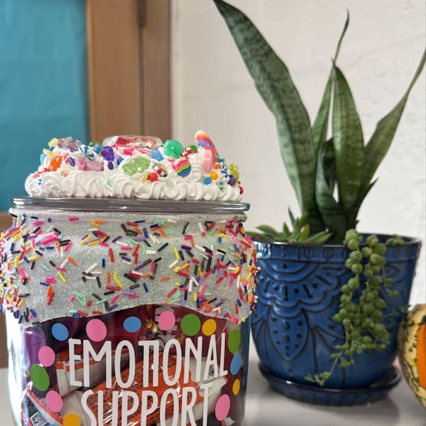 Emotional Support Candy Jar Decor - Sweet Treats Glass Candy Jar Gift ...