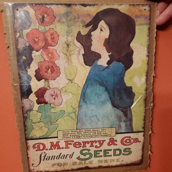 Flower Seeds Vintage Advertisement Metal Sign; Wall Decor for Porch ...