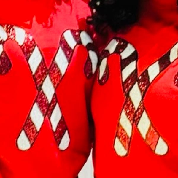 Candy Cane Sequin Christmas Chenille Patches, Sequin Candy Cane Santa Patch, Holiday Iron on ...