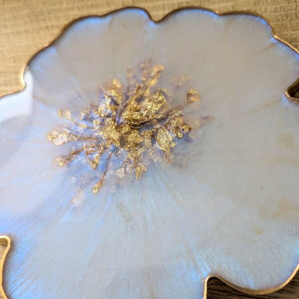Ocean Inspired Collection - Gold Accented Flower Handmade Resin ...