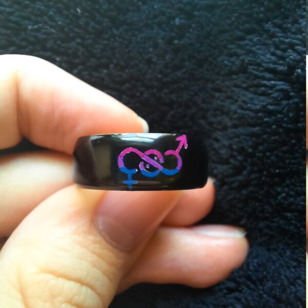 Stainless Steel Engraved LGBT Symbol Rings: Gay, Lesbian, Pansexual ...