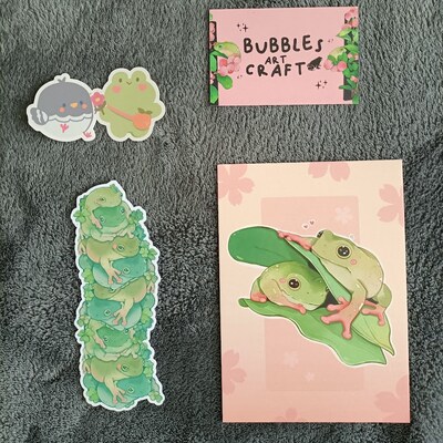 Frog Stack Bookmark Frog Art Cute Bookmark Laminated - Etsy
