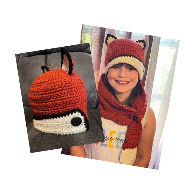 Crochet PATTERN - Fox Fancy - Crochet Fox Hat Pattern + Cowl Scarf ...