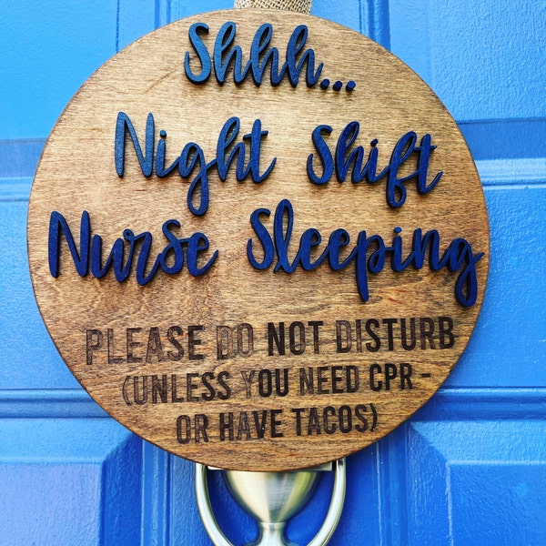 Nurse Sleeping Door Sign, Nurse Sign, Nurse Gift, Nurse Gift Ideas ...