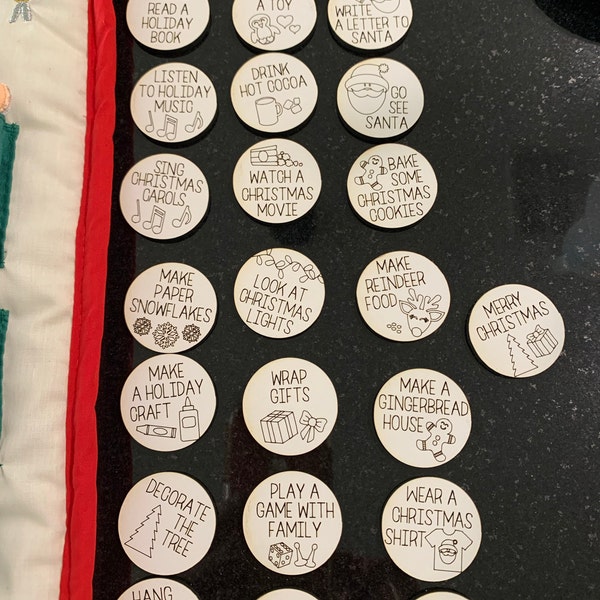 Kids Advent Calendar Fillers Set of 25 Christmas Tokens Reusable Advent ...