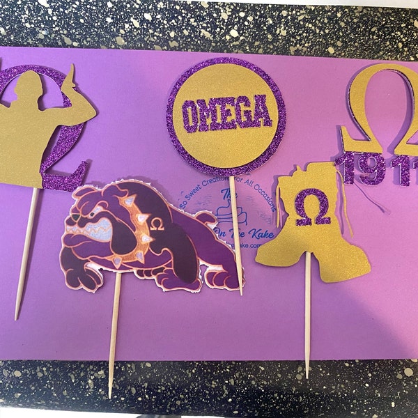 Omega Cupcake Toppers|fraternity Cupcake Toppers - Etsy