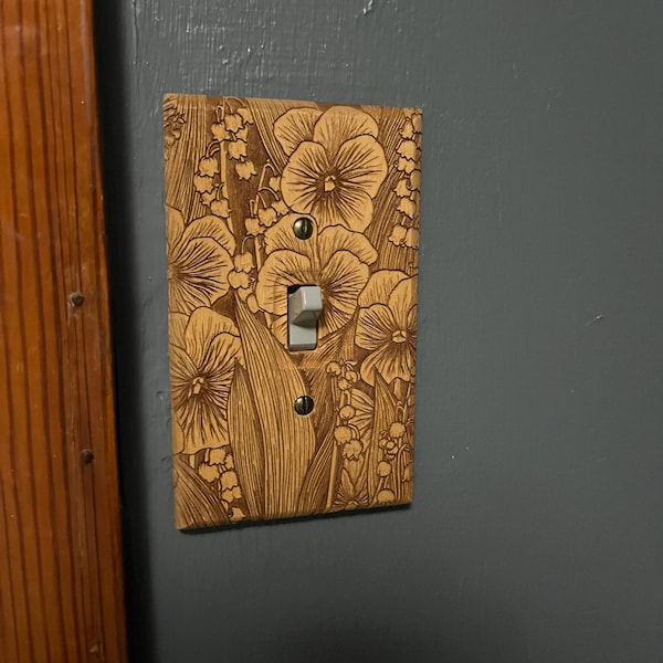 Wooden Flower Engraved Light Switch Cover - Lily of the Valley and ...