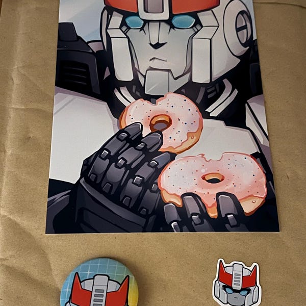 Transformers Prowl and Donuts Print - A4, 5x7, Postcard - Etsy