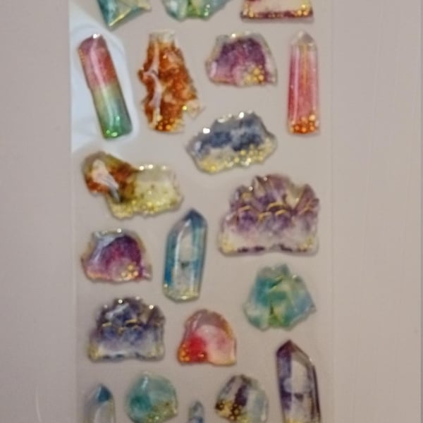 Raw Crystal Sticker Colorful Stone Raw Gemstone Decor Sticker Rainbow ...