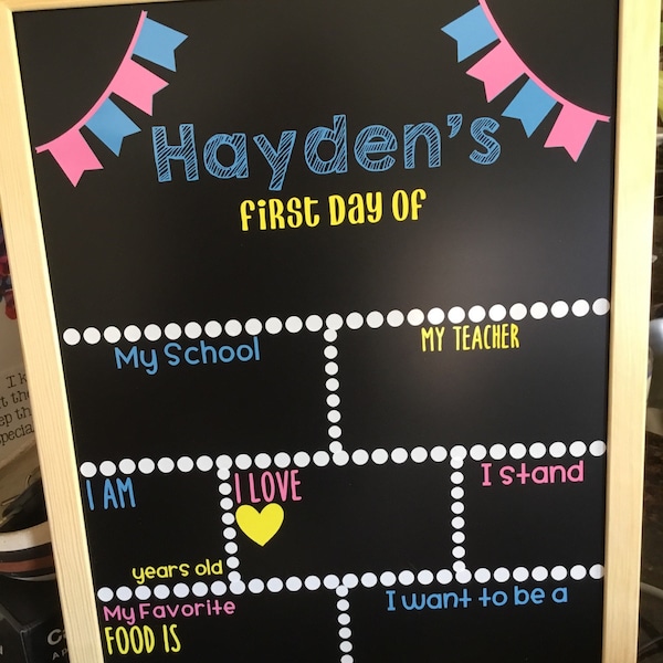 Reusable Back to School Chalkboard, First Day of School Sign ...