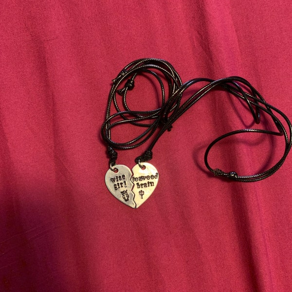 Percy Jackson Inspired "wise Girl" and "seaweed Brain" Heart Necklace ...
