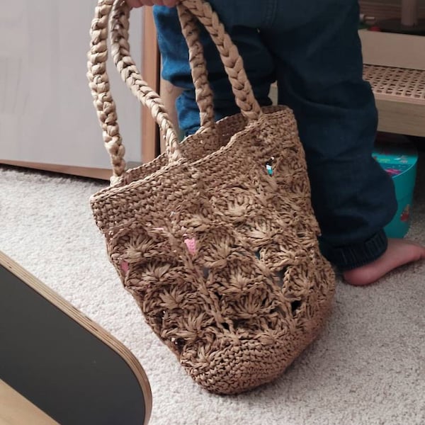 PDF PATTERN Crochet Raffia Bag Straw Basket French Bag Bucket Bag Easy ...