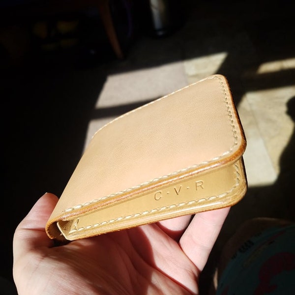 Natural Vegetable Tanned Leather Wallet, Bifold Wallet, Handmade, Full ...