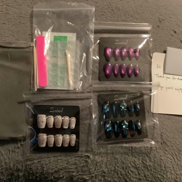 20-27mm Luxurious 3D Sculpted Flower Gem Presson Nail100%handmade ...