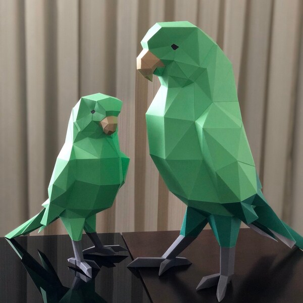 Parrot Green Paper Craft, Digital Template, Origami, PDF Download DIY ...