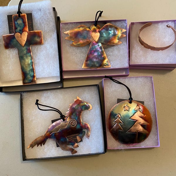 Handcrafted Copper Angel With Heart Ornament - Etsy