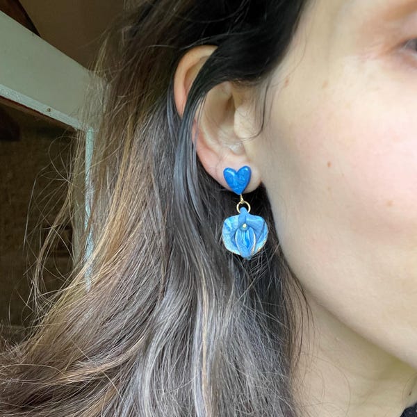 Feminist Floral Vulva Earrings, Yoni Art, Sexy Earrings, Floral Vagina ...