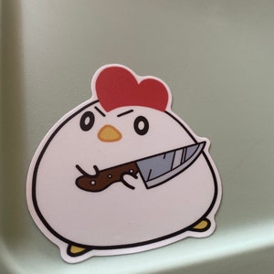 Chicken With a Knife Sticker - Etsy