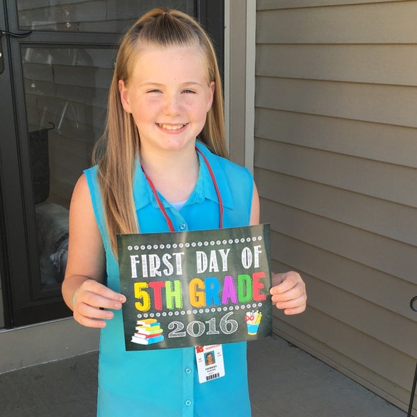 First Day of 5th Grade Sign: Chalkboard Photo Prop (digital Printable ...