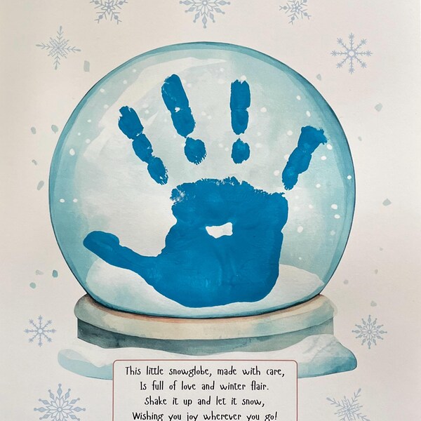 Snowglobe Winter Handprint Art, Winter Handprint Craft Printable for ...
