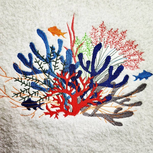 Coral Machine Embroidery Design, Seaweed Marine Embroidery, Nautical ...