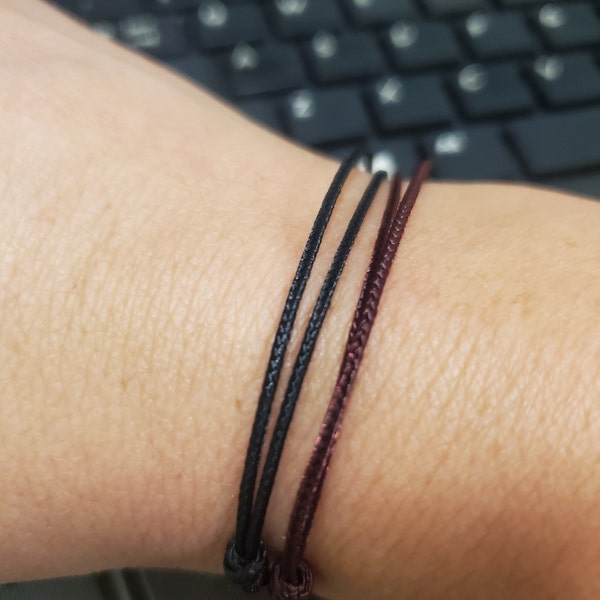 Black Cord Bracelet / Waterproof Adjustable Bracelet / Mens Surfer ...