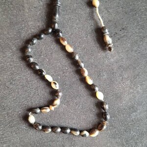 925 Silver Inlaid Yusuri, Yusr, Black Coral 33 Prayer Beads Misbaha ...