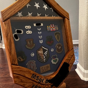 Handcrafted Air Force Msgt Shadowbox Military Shadowbox Retirement ...
