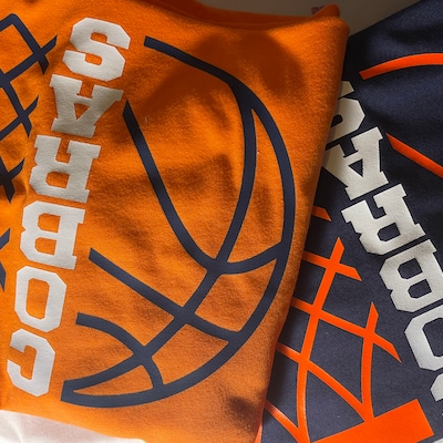 Sports Clipart: Black Bold Half Basketball & Half Hoop With Net Split ...