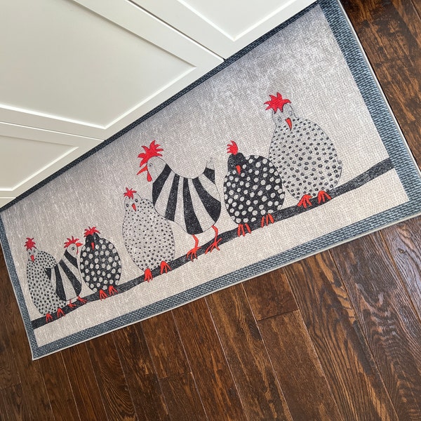 Chicken Kitchen Dining Room Runner Rug / Mat Non-skid Machine Washable ...